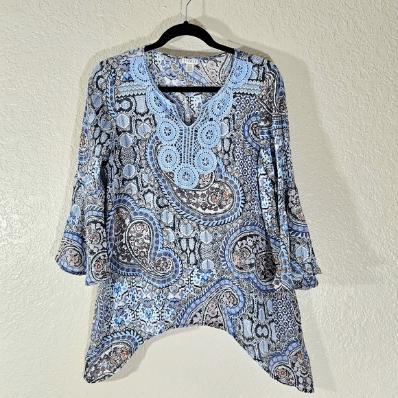 Spense | Tops | Spense Crochet Border Bohemian Style Blouse | Poshmark